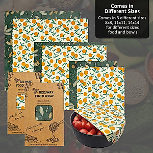 12 Pack - Eco-Friendly, Reusable, & Washable Container Set of Beeswax Food Wraps, Airtight Silicone Lids 6 - Beeswax Wraps, 6 - Silicone Lids