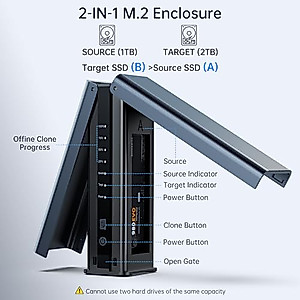 NVMe Cloner, ACASIS Dual-Bay Offline Clone with Cooling Fan, M.2 Duplicator Tool-less installation, 10Gbps NVME M.2 Duplicator for NVMe SSDs PCIe Size 2230/2242/2260/2280 (8TB Capacity)