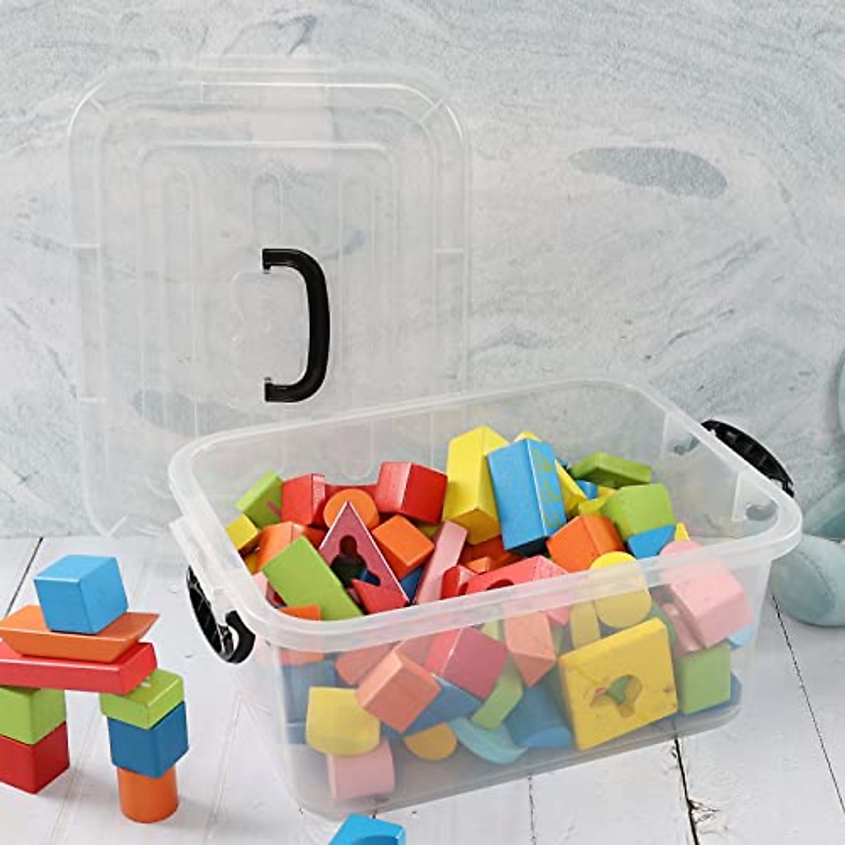 Buyitt 2-Pack Plastic Storage Box with Lid, 8 Quart Clear Storage Bin