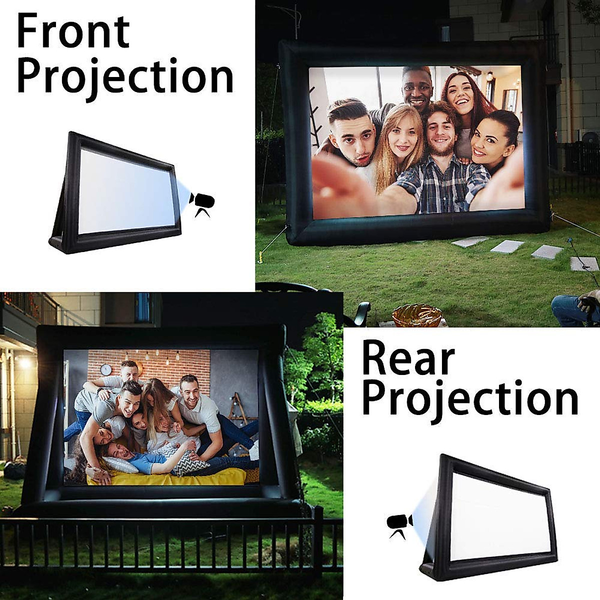 Yimukaka 25Ft Inflatable Movie Screen with Stand for Outside-Support Rear Projection-Stable Outdoor Frame-Outdoor Movie Screen Use in Combination with Projector and Speaker