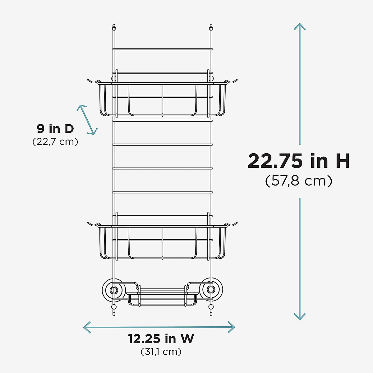 Zenna Home, Stainless Steel Rust-Resistant Over-The-Shower Caddy, 2-Shelf, Over the Door