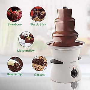Nutrichef 3 Tier Fondue Fountain-Electric Stainless Choco Dipping Warmer Machine, Keep Warm-for Melted Chocolate, Candy, Butter, Cheese, Caramel, White, One Size