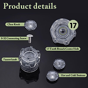 ZephyrJazz Shower Knob Replacement, Compatible with Phoenix Mobile Home Sink Tub Shower, Acrylic Bathtub Knobs Parts, Clear Faucet Handles with 17pt Spline Point Broach Center Hole(1 Pair)