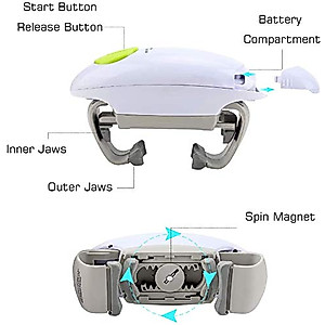 Automatic Jar Opener, One Touch Electric Can Opener, Adjustable Easy Can Tin Open Tool, Ideal for Seniors People Suffering From Arthritis, White