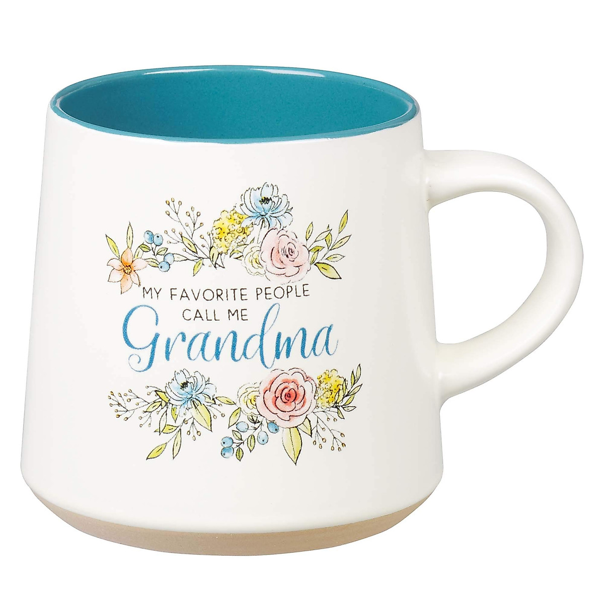 WITH LOVE My Favorite People Call Me Grandma Clay Base Ceramic Coffee Mug for Grandmothers Floral Peach & Ivory Cup for Coffee/Tea, Dishwasher Microwave Safe, 14oz