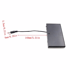 ITROLLE 8 x AA Battery Holder 8x1.5V 12V Black Battery Case Box with DC 5.5x2.1mm Male Connector and ON/Off Switch