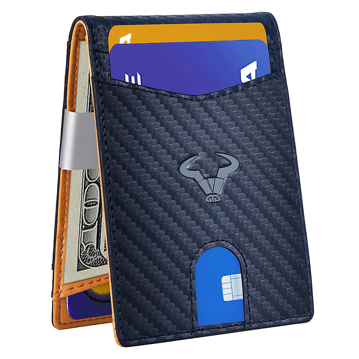 BULLIANT Slim Wallet Men, Leather Wallet Front Pocket Card Holders for Gift Men 3"X4.3"