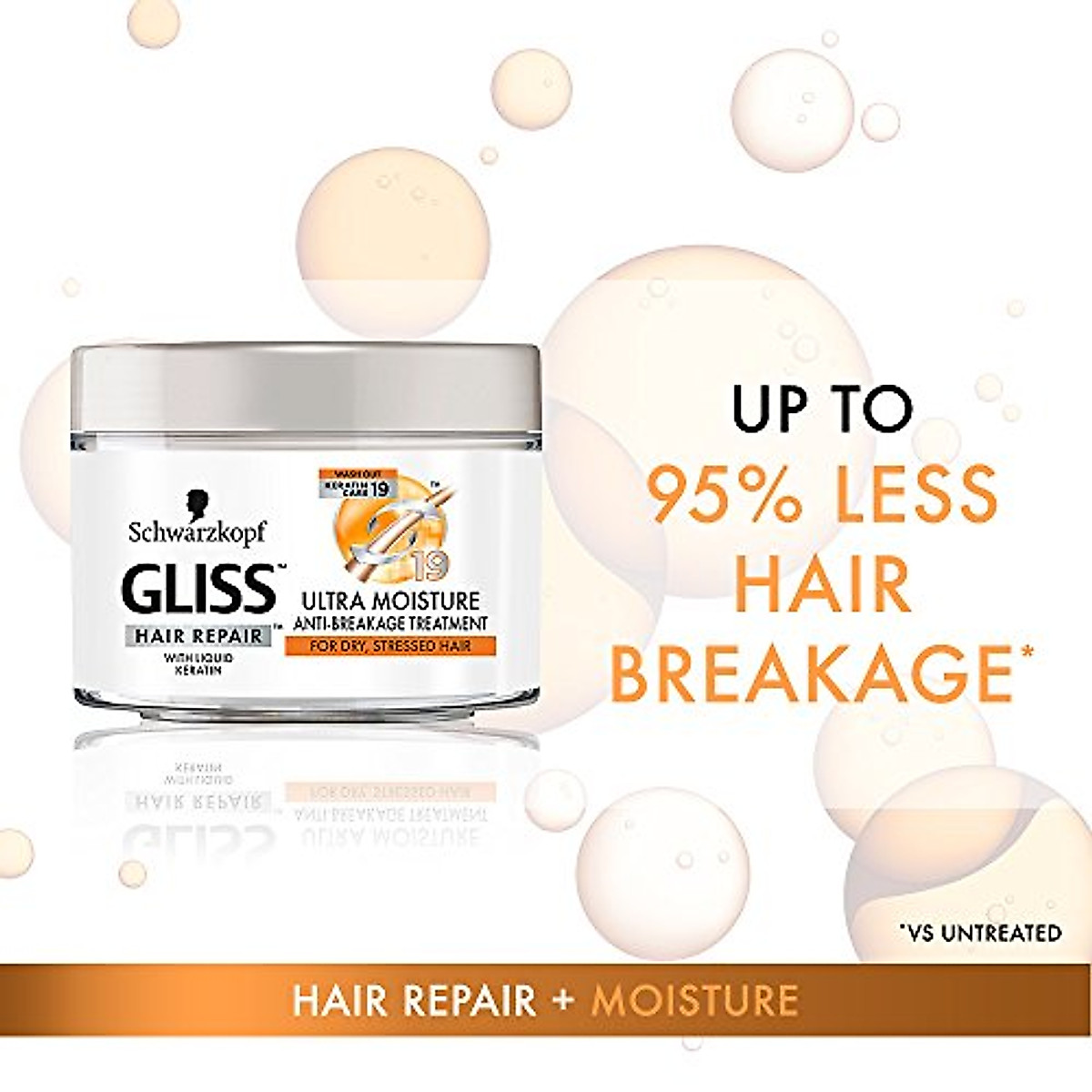 GLISS Hair Repair Anti-Breakage Treatment, Ultra Moisture for Dry or Stressed Hair, 6.1 Ounces (Pack of 3)