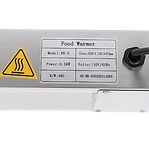 Food Heat Lamp, 24'' Food Heat Lamp, Overhead Food Warmer, Commercial Infrared Strip Heater with Cord & Plug for Restaurants Buffets Canteen Dining Hall,110V,500W