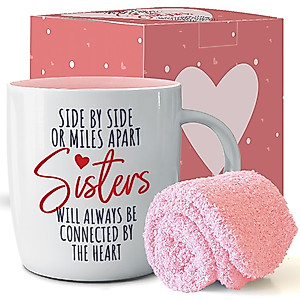 Triple Gifffted Best Sister Ever Coffee Mug & Socks, Gifts for Little Big Sisters from Brother, Birthday Presents Ideas, Valentines Mothers Day Christmas, to younger older sibling, Ceramic Cup 380ML