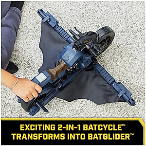 DC Comics, Batman Adventures, Batman Batcycle, Transforming 2-in-1 Batcycle & Batglider, Figure Compatible, Super Hero Kids Toy for Boys and Girls 4+