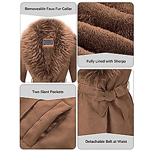 Bellivera Women Faux Suede Leather Jacket Comfy Overcoat FF20 D.Brown L