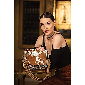 Myra Bag Flap Over Cowhide & Leather Small Crossbody Bag S-1215