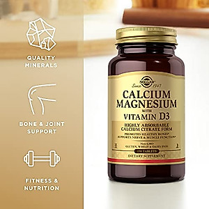 Solgar Calcium Magnesium with Vitamin D3 - 150 Tablets, Pack of 2 - Promotes Healthy Bones, Supports Nerve & Muscle Function - Non-GMO, Gluten Free, Kosher - 60 Total Servings