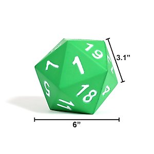 Learning Advantage Jumbo Polyhedra Die - 20 Sides - Large, Foam Dice for Games - Teach Numbers, Probability, Addition and Subtraction