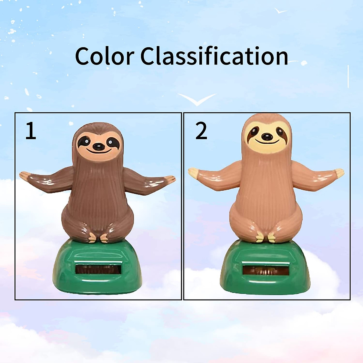 Sloth Solar Dancing Figures, Solar Powered Shaking Hand Doll Toys for Car Dashboard Decoration, Desk or Windowsill Decor (A-Brown)