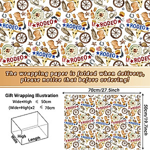 12 Sheets 28 * 20 Inches Western Wrapping Paper Watercolor Cowboy Wild West Desert Cactus Rodeo Gift Wrap Paper for Birthday Baby Shower Horse Racing Party DIY Craft