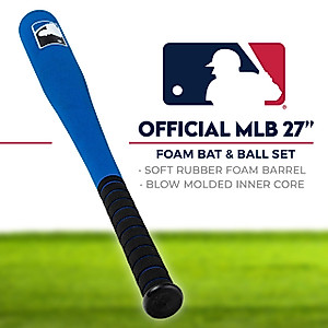 Franklin Sports MLB Kids Foam Baseball Bat + Ball Set - Jumbo Oversize Tball + Baseball Bat + Foam Ball for Kids + Toddlers - Blue - 24"