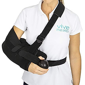 Vive Shoulder Abduction Sling - Immobilizer for Injury Support - Pain Relief Arm Pillow for Rotator Cuff, Sublexion, Surgery, Dislocated, Broken Arm - Brace Includes Pocket Strap, Stress Ball, Wedge