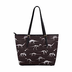 InterestPrint Dinosaur Bones Women Totes Top Handle HandBags PU Leather Purse