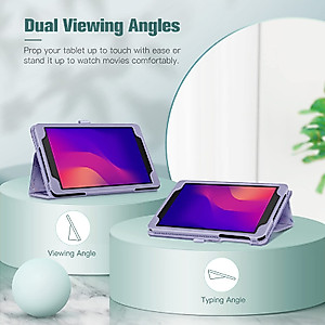Fintie Folio Case for Alcatel Joy Tab 2 Tablet 8-inch 2020 Release (Model: 9032Z) - Premium PU Leather Protective Stand Cover with Pencil Holder, Also fits for TCL Tab 8.0" Tablet (Lilac Marble)