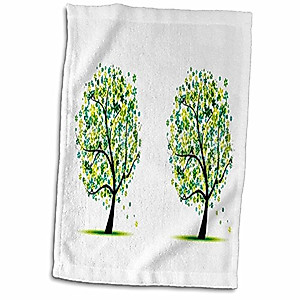 3D Rose 2 Lime Green and Aqua Leaf Trees TWL_39620_1 Towel, 15" x 22"