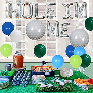 Golf 1st Birthday Decorations, Hole in One First Birthday Party Decorations - Silver Foil Letter Balloons, Golf Foil Balloons for Boys Outdoor Sports Themed Party Supplies