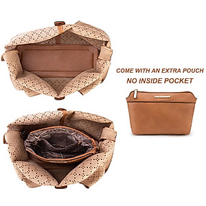 Montana West Brown Slouchy Hobo Bags for Women Hollow out Shoulder Purses and Handbags Vegan Leather Top Handle Tote MWC2-194BR