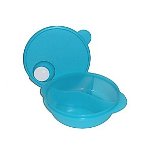 Tupperware CrystalWave Microwave Lunch N Dish Divided Bowl Aqua Blue