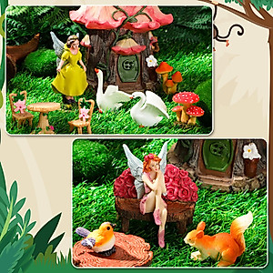 Soaoo Fairy House Garden Figurines Kit Fairy Outdoor Fairy Nativity Set for Kids Garden Decor Micro Landscape Ornaments (Beauty)