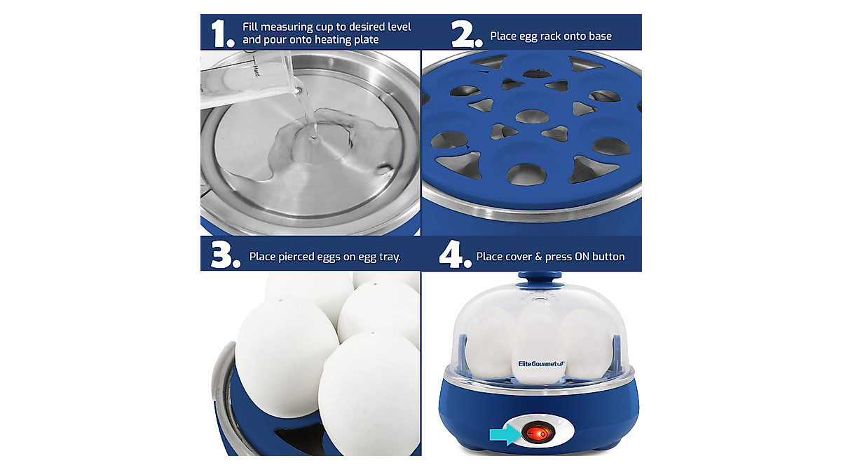 Elite Gourmet Easy Egg Cooker - Perfectly Boiled Eggs