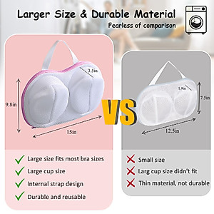 Large Bra Washing Bags for Laundry - 4 PCS, Bra Laundry Bags for Washing Machine, Lingerie Bag for Washing Delicates Underwear Brassiere, Bra Washer Protector for Laundry (Large-Pink 4 pack)
