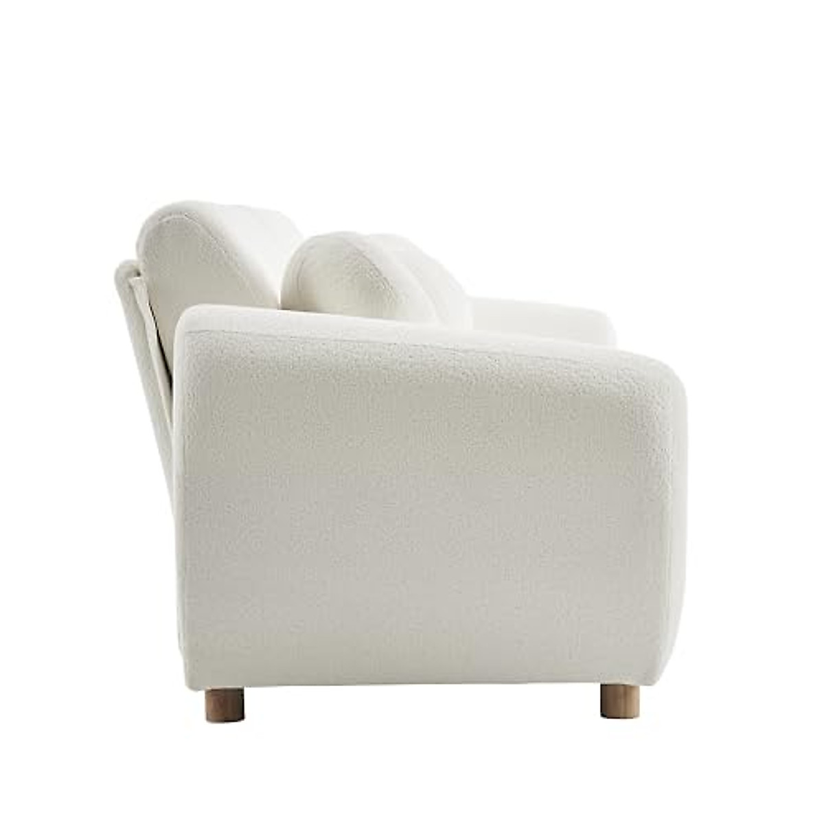 Teddy Fleece Curved Loveseat Sofa Cloud Couch for Living Room, Deep-Seat Love Seat with 5 Decorative Throw Pillows and Solid Wood Legs, 3 Seater Modular Leisure Sofás for Living Room Office