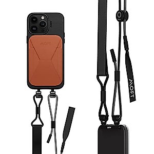 MOFT Phone Lanyard, Universal Adjustable Detachable Crossbody Long Lanyard with Phone Patch, Compatible with Most Smartphones, Bare Phone, Length up to 150cm, Jet Black