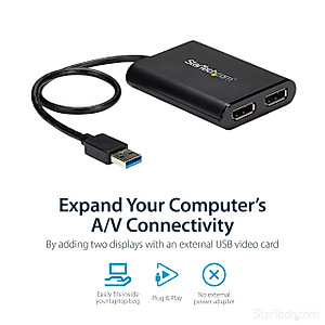 StarTech.com USB 3.0 to Dual DisplayPort Adapter 4K 60Hz (USB32DP24K60) & .com USB-C to USB Adapter - 6in - USB-IF Certified - USB-C to USB-A - USB 3.1 Gen 1 - USB C Adapter - USB Type C (USB31CAADP)