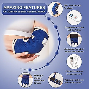 JOBYNA Heating Pad for Elbow Pain, Adjustable Tennis Elbow Pad for Men Women, 86℉-158℉ & Auto Shut Off, Heat Therapy for Golfer's Elbow, Bursitis, Sprains, Strains, Tendonitis, and Arthritis