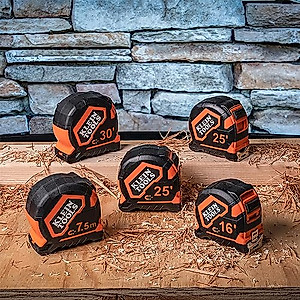 Klein Tools 9216 Tape Measure, Heavy-Duty Measuring Tape with 16-Foot Double-Hook Double-Sided Nylon Reinforced Blade, with Metal Belt Clip