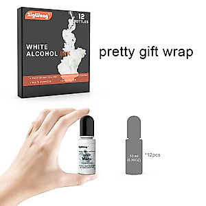 White Alcohol Ink Set - 12 Bottles White Colors Alcohol-Based Ink, White Alcohol Paint Dye for Epoxy Resin Painting, Resin Petri Dish, Yupo Creations, Coaster, Painting, Tumbler - 120ml/4fl.oz