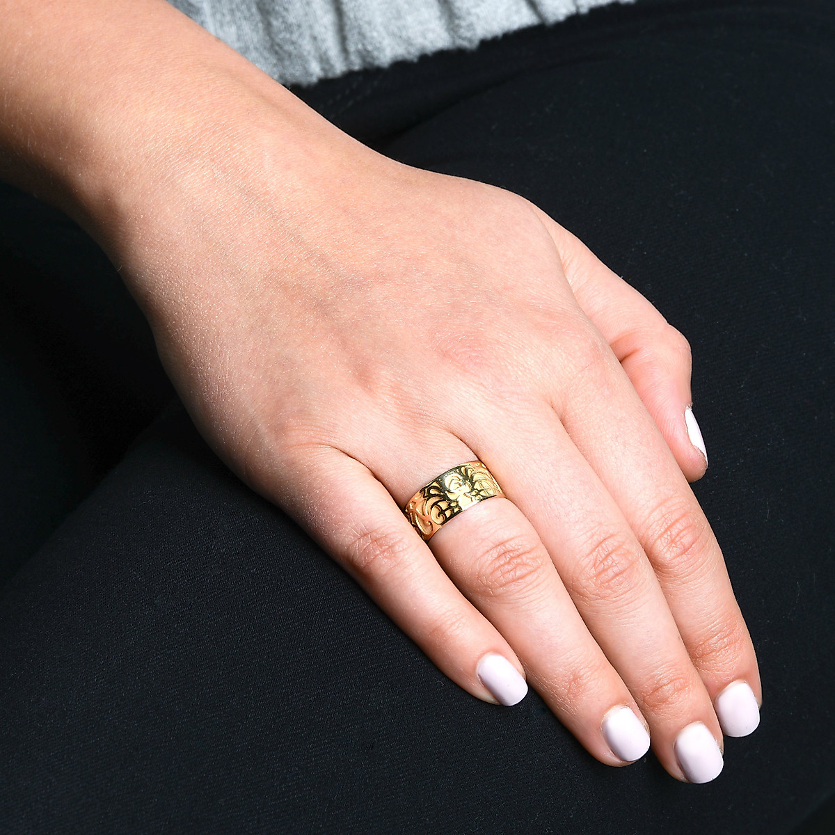 Kooljewelry 14k Yellow Gold Filgree Band Ring (size 9)