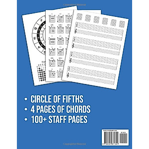 Guitar Music Notebook: Blank Chord Diagrams, Tablature & Standard Staff Treble Clef | Bonus Chord Chart and Circle of Fifths