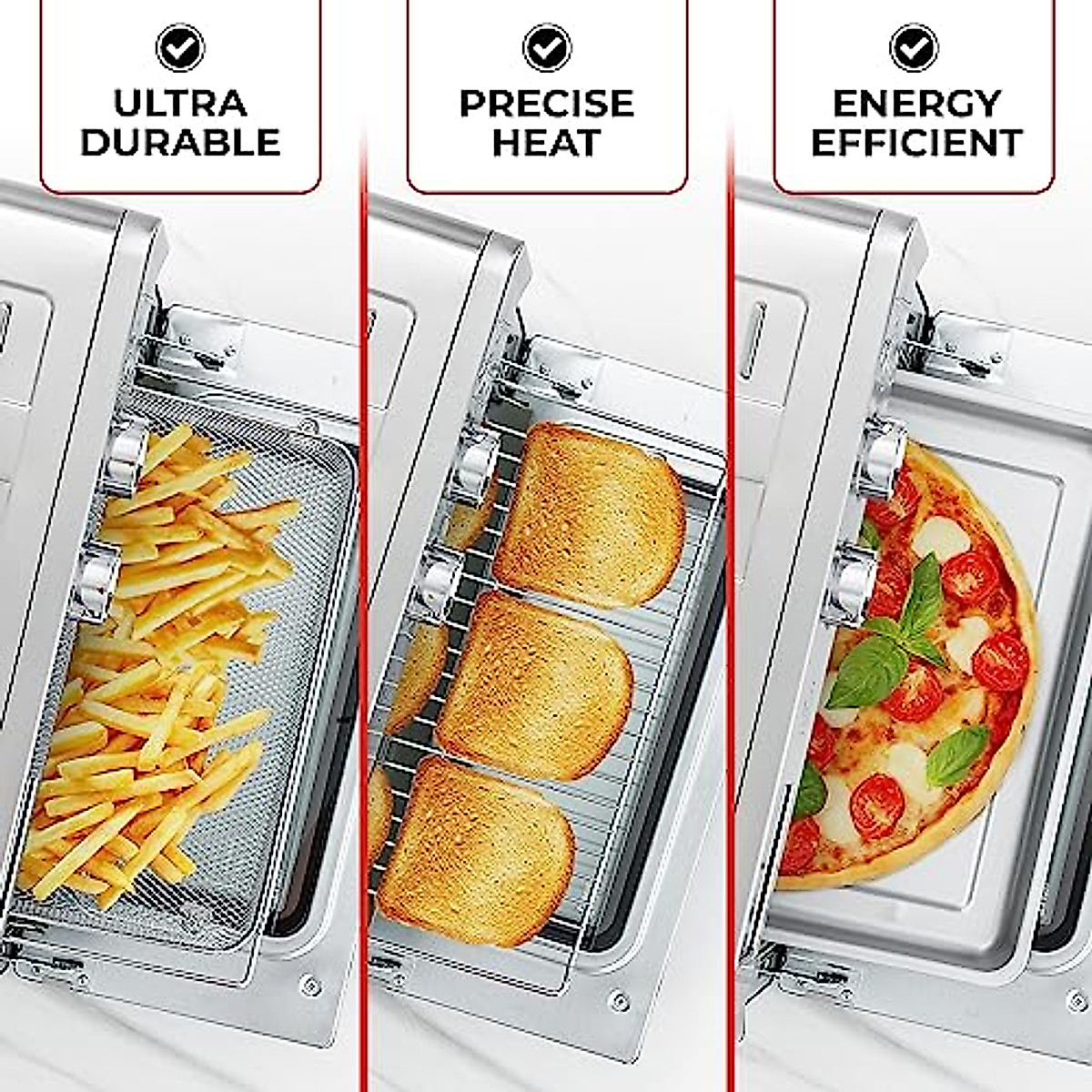 Zulay Airfryer Toaster Oven - Large Toaster Oven Countertop - Large Air Fryer Oven with 21 Functions - 26.4Qt Capacity Stainless Steel Convection Oven with Toast, Bake, Rotisserie & Dehydrate Options