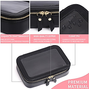 Pinkmik Clear Makeup Bag Transparent Travel Case for Cosmetics and Toiletries Women's Clear Car Bag with Zipper (Black, Small)