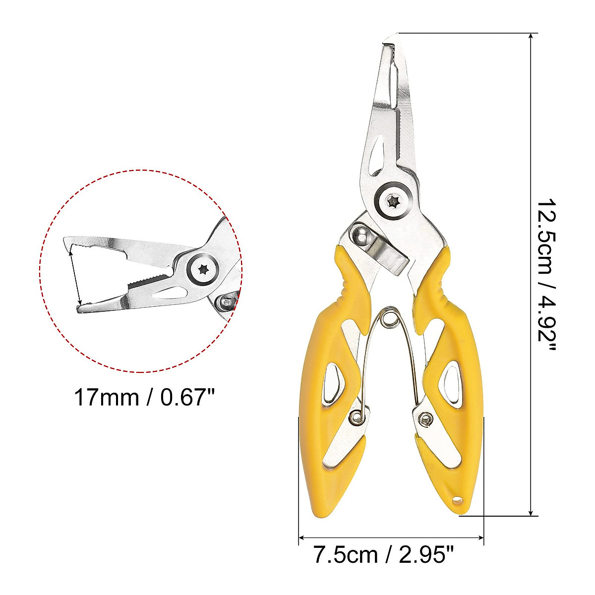 PATIKIL Fishing Pliers, Stainless Steel Hook Remover Fishing Lines Cutter Tool with Coiled Lanyard for Fishing, Yellow