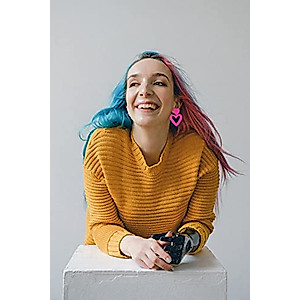 Double Heart Dangle Earrings for Women Teen Girls Red Pink Heart Drop Earrings Hot Pink Heart Earrings Trendy Big Love Heart Earrings for Women Valentine's Day Mother's Day Birthday Jewelry Gift (Pink)