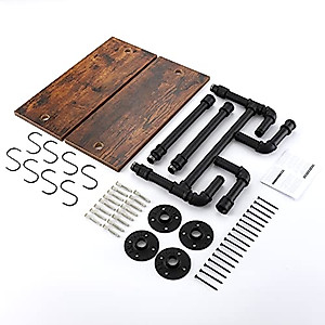 KES Bathroom Shelves Industrial Pipe Shelving Pipe Shelves 19-Inch Shelves with Bar for Bathroom Wall Rustic Farmhouse Industrial 2 Tier Iron Wall Mounted Black, BTR501S48-BK