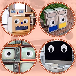 4 Pcs Luminous Giant Wiggle Eyes Halloween Self Adhesive Large Eyes Glow in The Dark Big DIY Craft Eyes for Halloween Decoration Stickers (5.9 inch/ 15 cm)