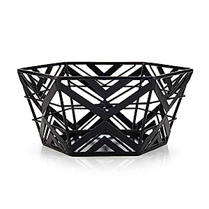 Scott Living Luxe Centerpiece Fruit Storage Basket, 10-Inch, Black