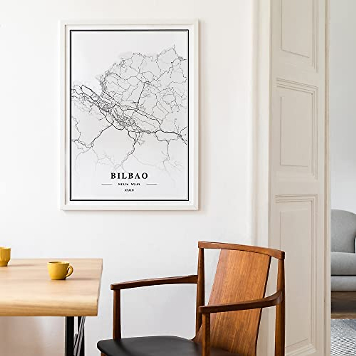 Dear Mapper Bilbao Spain View Abstract Road Modern Map Art Minimalist Painting Black and White Canvas Line Art Print Poster Art Print Poster Home Decor (Set of 3 Unframed) (12x16inch)