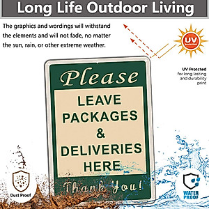 Please Leave Deliveries and Packages Here Thank You Signs 10 x 14 Inches Package Delivery Sign, Metal Reflective Sturdy Rust Aluminum Waterproof Easy to Install
