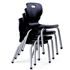 Chair and Table Set for Schools - Table About 24 x 48 inch (60 x 120cm) - Height Adjustable Legs -Spray Edges - and Four Luxurious Classroom Chairs - for Commercial Spaces